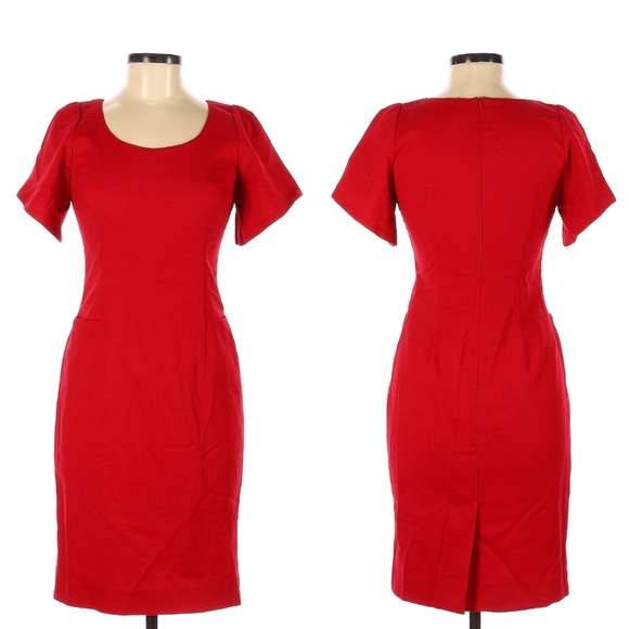 Goat | Dresses | Goat Red Berry Crepe Wool Pencil Skirt Sheath Dress ...